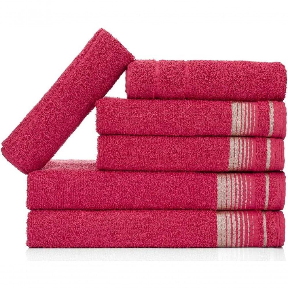 Jogo de Toalhas Luxury Soft Beka 360 G-m² 2 Banho + 2 Rosto + 2 Piso Luxo Cereja | MadeiraMadeira