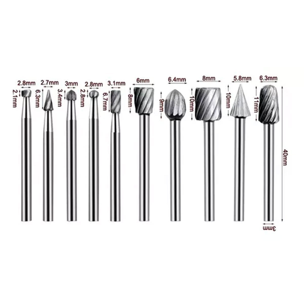 Jogo 10 Fresas Brocas Universal Lorben Rotativa 1/8" Entalhe Madeira ...