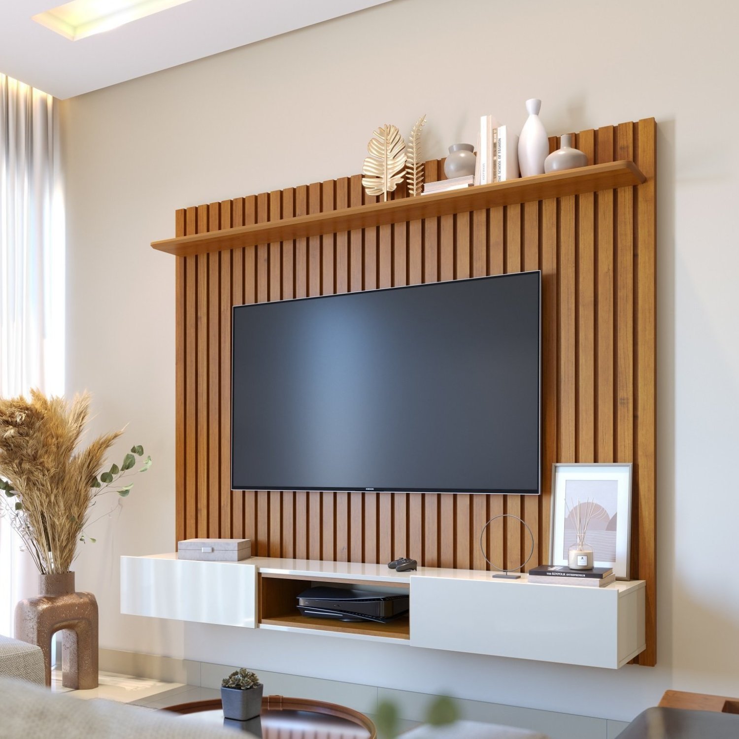 Painel para TV até 70 Polegadas Ripado Loft 1,8m Imcal | MadeiraMadeira