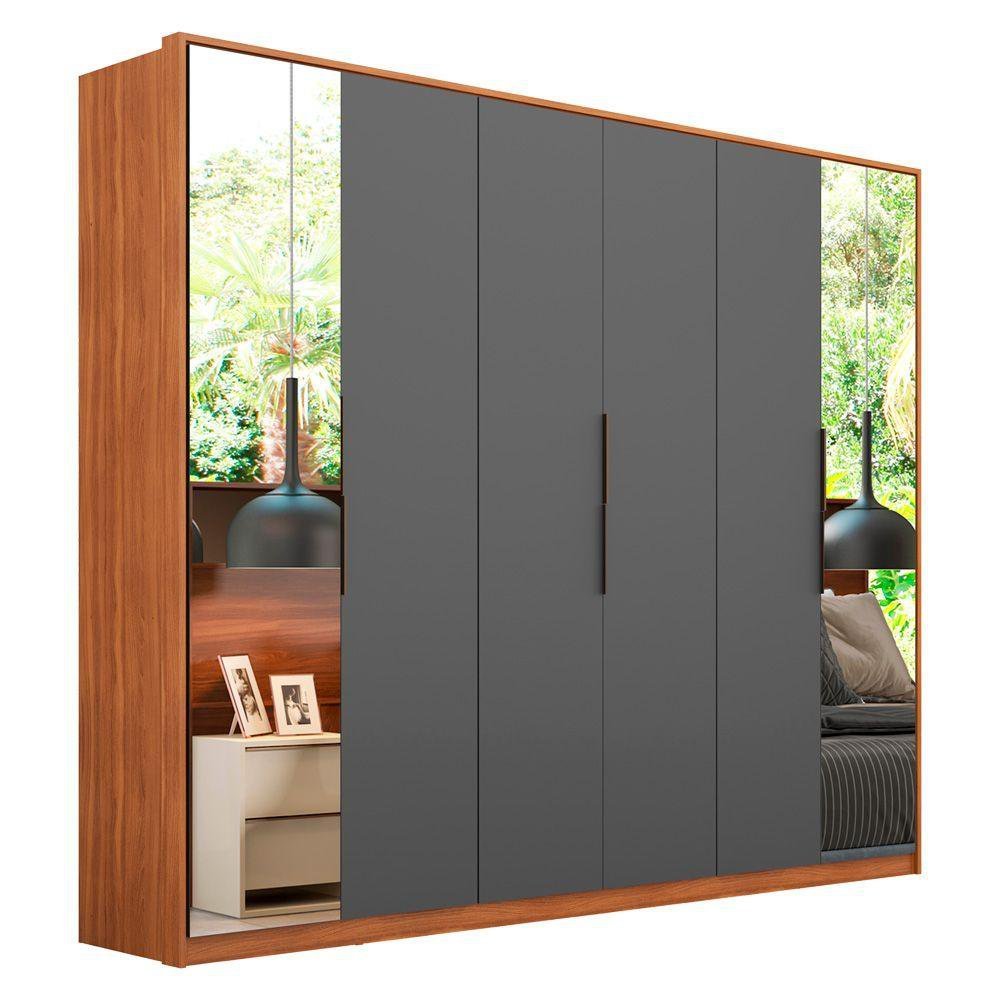 Guarda Roupa De Casal 6 Portas 2 Espelho Atrice Amendola | MadeiraMadeira