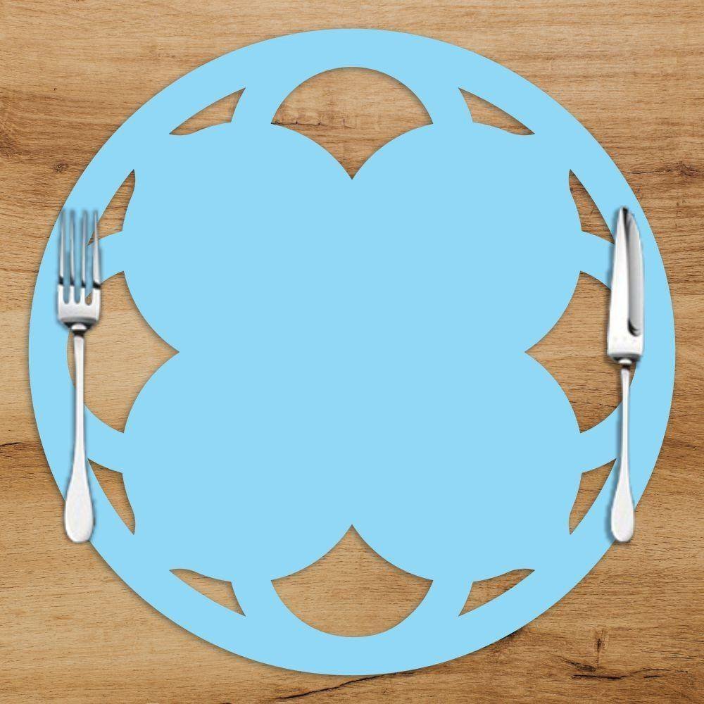 Sousplat Em Mdf Redondo Vazado Azul 35x35cm | MadeiraMadeira