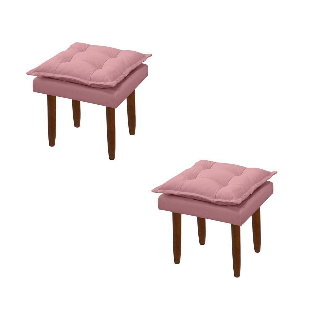 Kit 02 Puff Maria para Sala de Tv e Estar Quarto Confortável Suede Rose ...