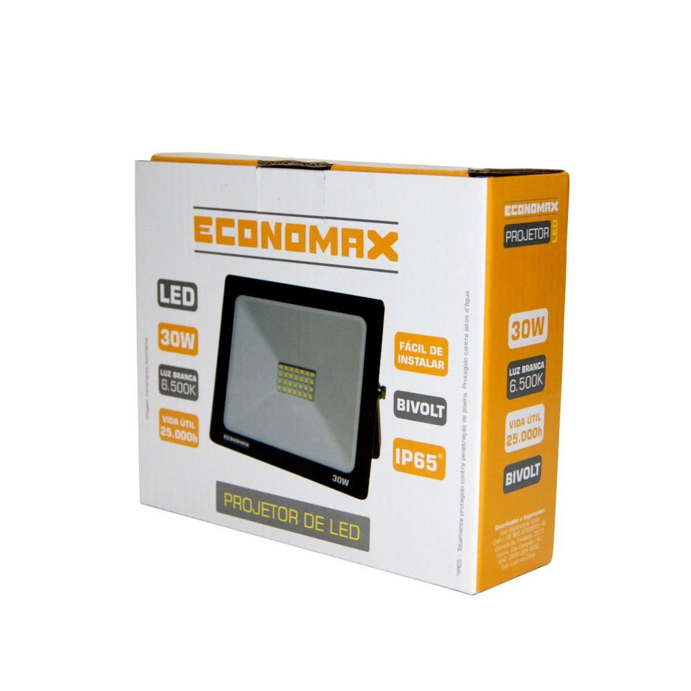 Projetor Led 30w 6,5k Pt Bivolt Economax | MadeiraMadeira