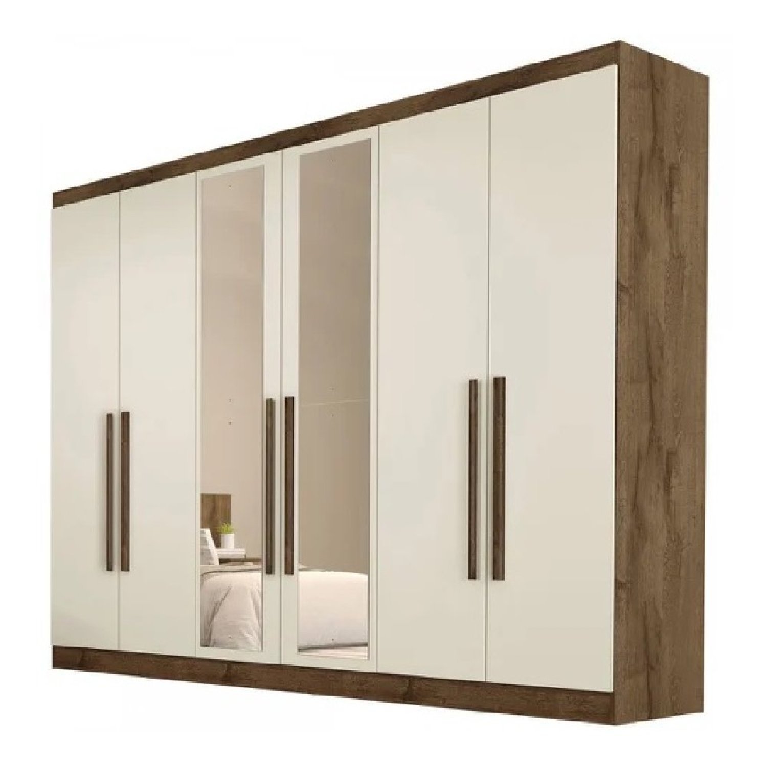 Guarda Roupa Casal com Espelho 6 Portas 6 Gavetas Oslo Made Marcs | MadeiraMadeira