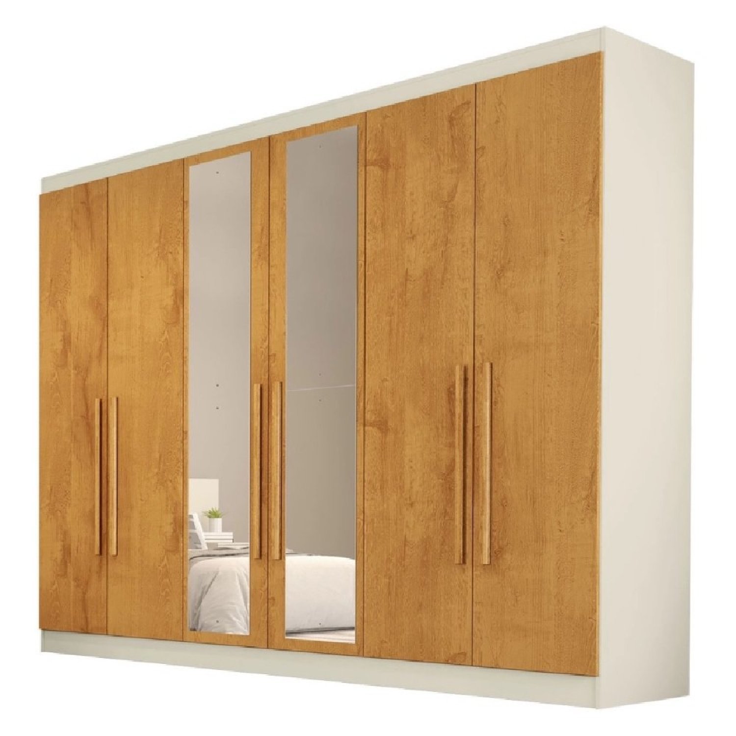 Guarda Roupa Casal com Espelho 6 Portas 6 Gavetas Oslo Made Marcs | MadeiraMadeira