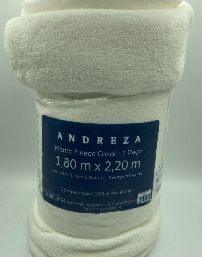 Manta Casal Fleece Lisa Soft Andreza - Branco | MadeiraMadeira