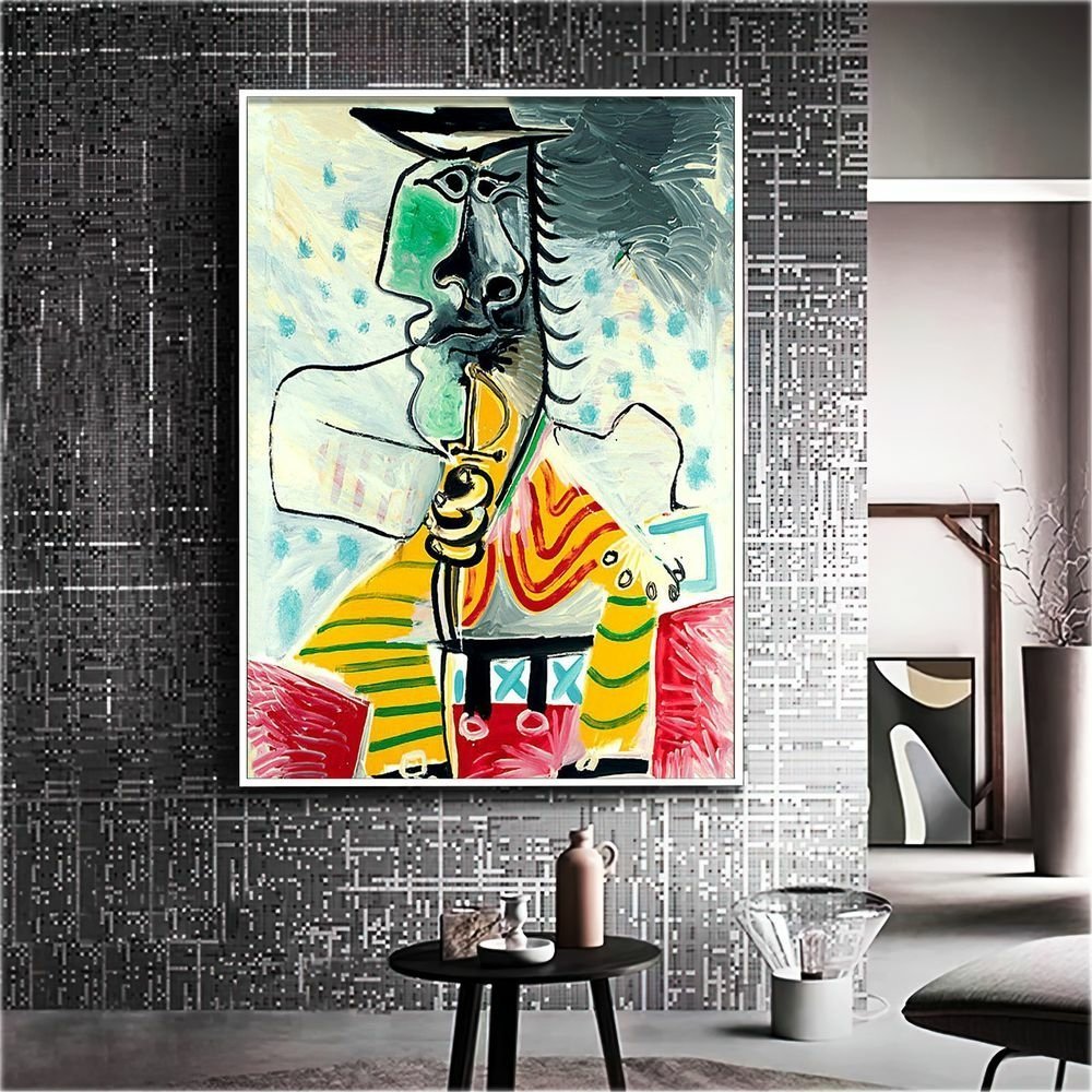 Quadro Pablo Picasso Homem Com Uma Espada 1969:120x80 cm/PRETA | MadeiraMadeira