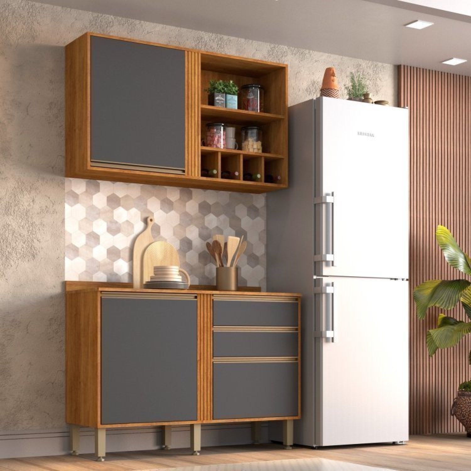 Cozinha Modulada Compacta 2 Peças Lara Sallêto Móveis | MadeiraMadeira