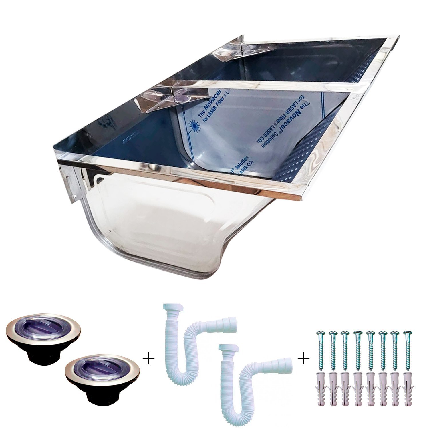 Tanque Inox Duplo 60L de Parede Para Lavanderia Kit Completo ...