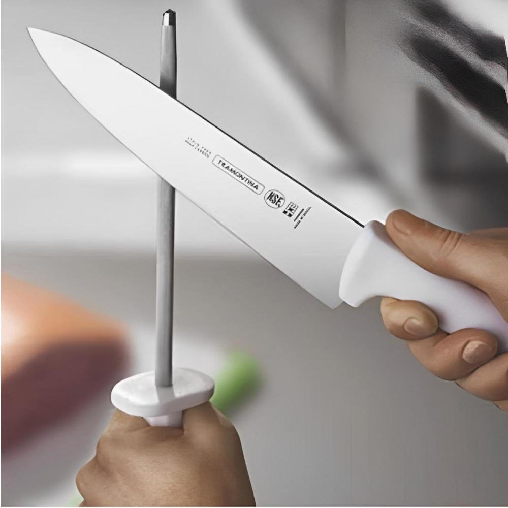 Chaira Estriada (12") Profissional Inox Com Argula Cabo Branco ...