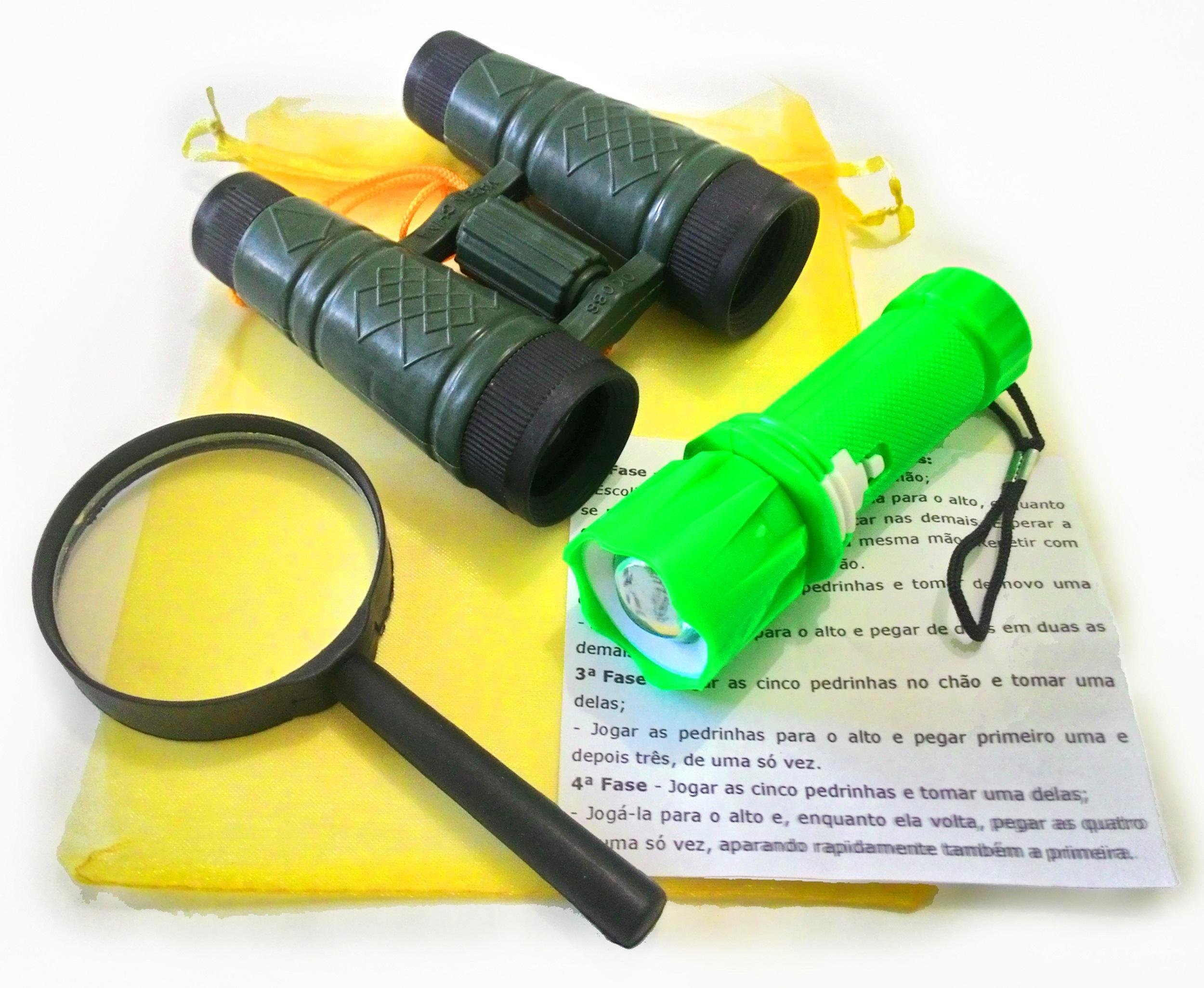 Kit Detetive Infantil com Binóculo Lanterna e Lupa | MadeiraMadeira