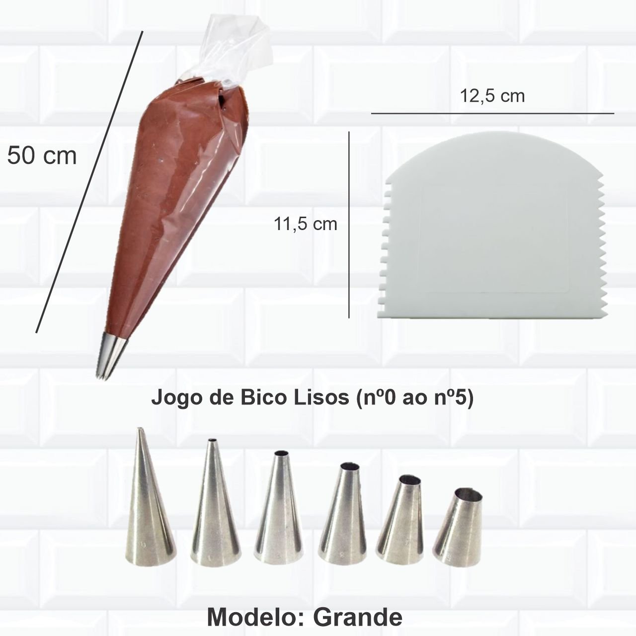 Kit Bicos De Confeitar Perlé Liso + Sacos + Acessórios | MadeiraMadeira