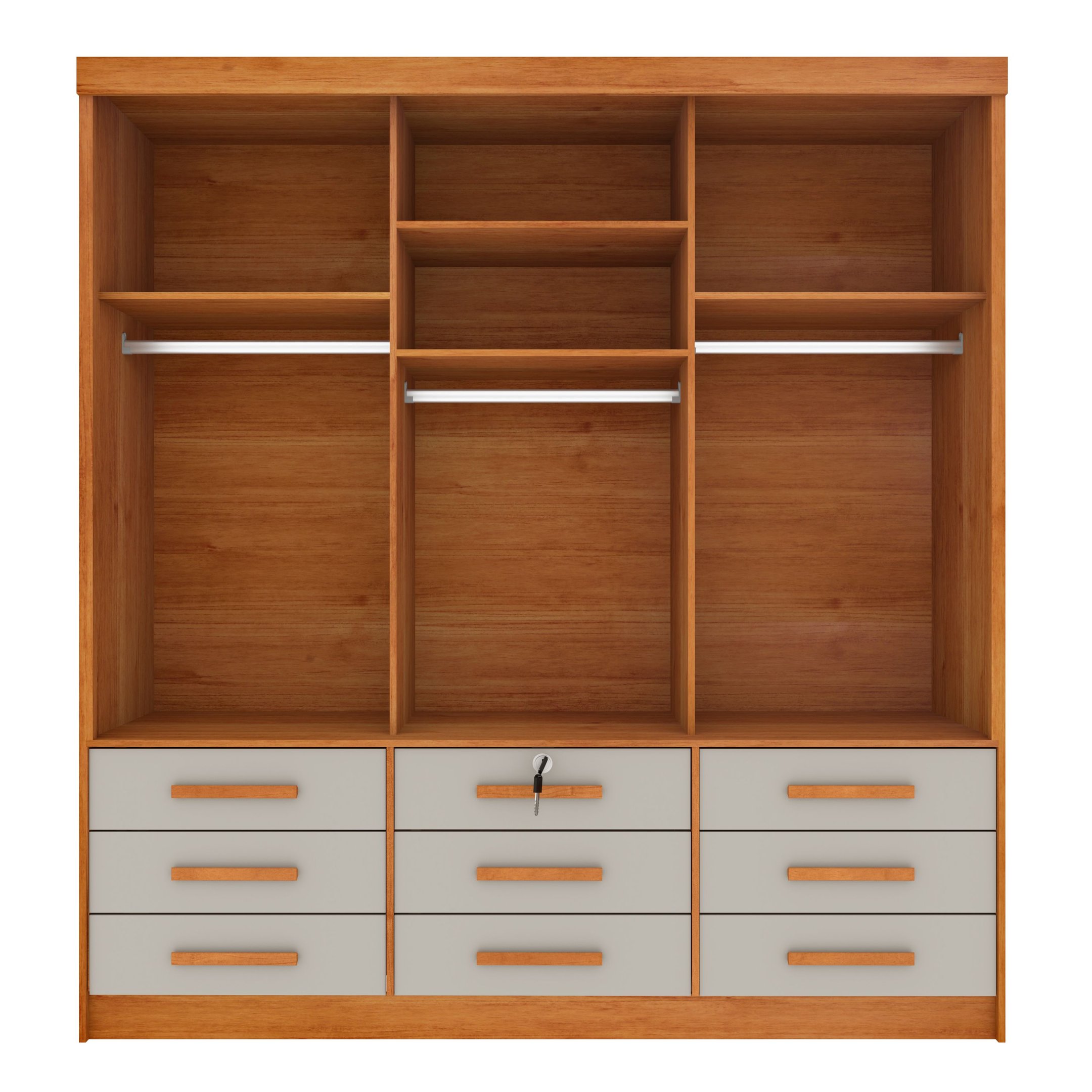 Guarda Roupa Casal com Espelho 3 Portas de Correr 9 Gavetas 199cm Chicago | MadeiraMadeira