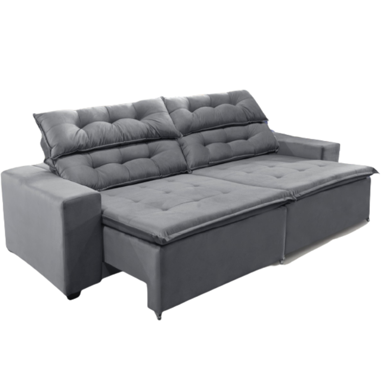 Sofá Concept 2 metros Retrátil e reclinável com Molas Suede Ligth Cinza ...