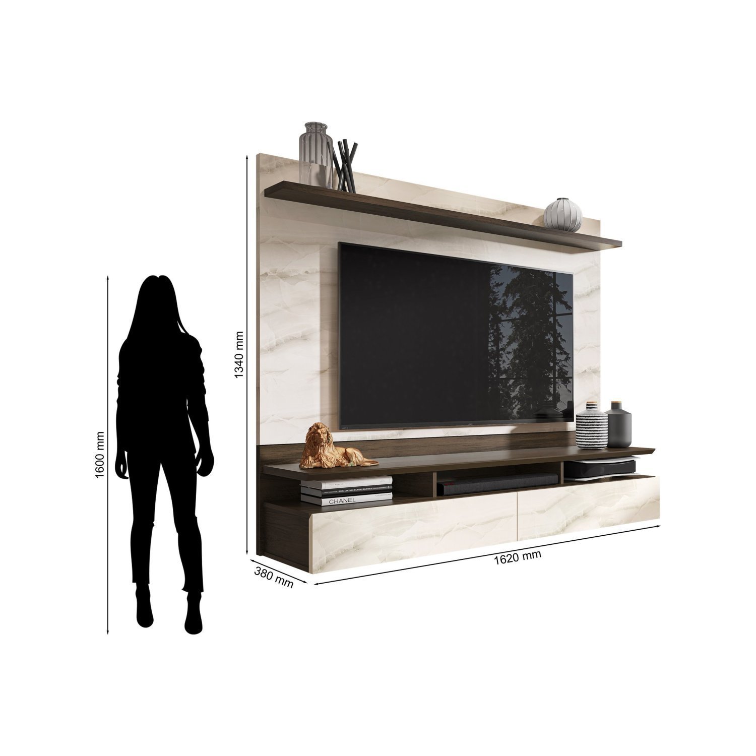 Painel Home Suspenso Para TV até 55 Polegadas Noruega Espresso Móveis | MadeiraMadeira