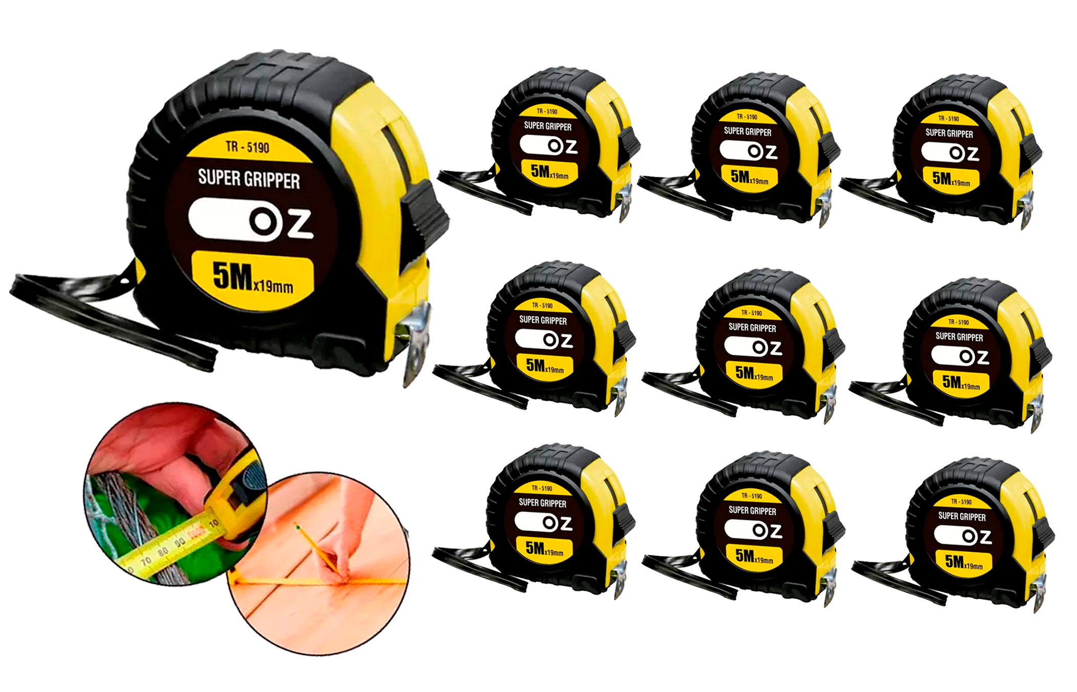 Trena 5 Metros Manual Emborrachada com Trava 10 Unidades | MadeiraMadeira