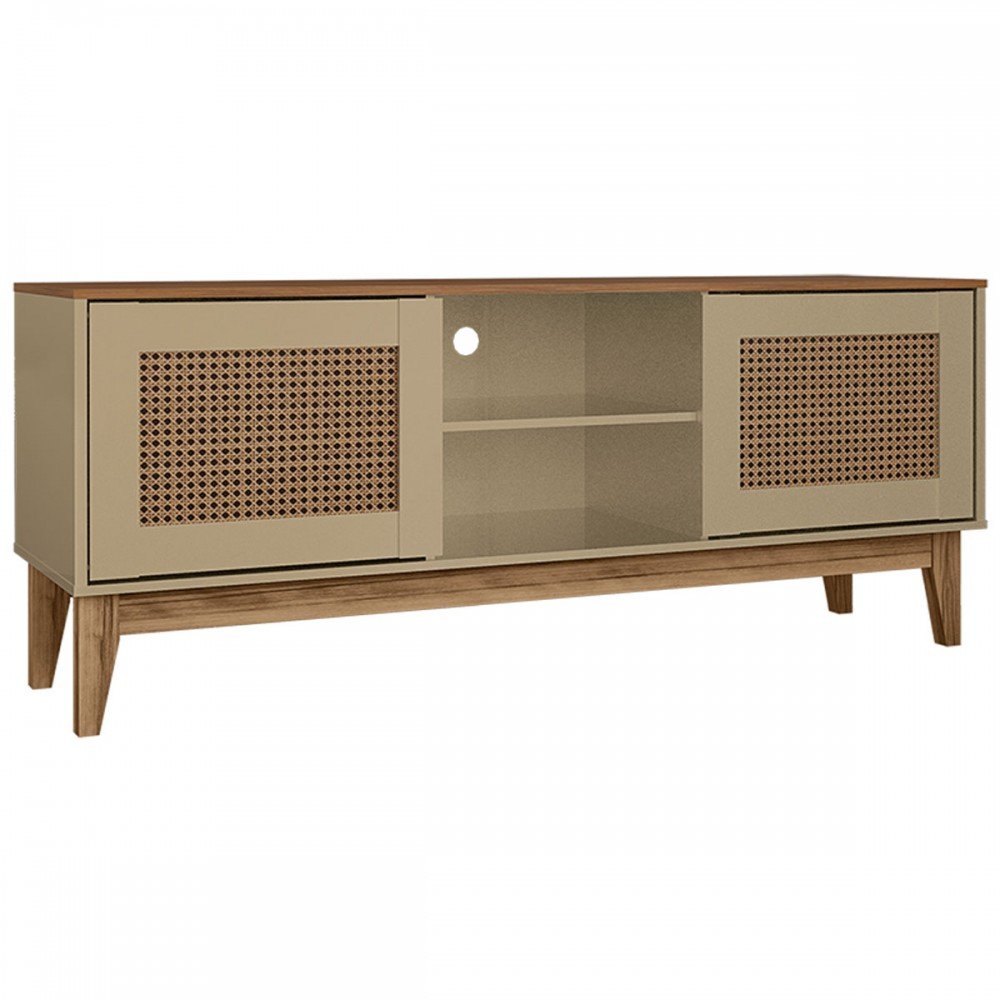 Rack para TV Até 60 Polegadas Safira 2 Portas 2 Nichos Champagne/Cedro - Casa D | MadeiraMadeira