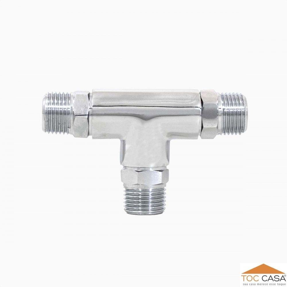 Conexão Tee Em Latão Cromado Para Ligação De Monocomando | MadeiraMadeira