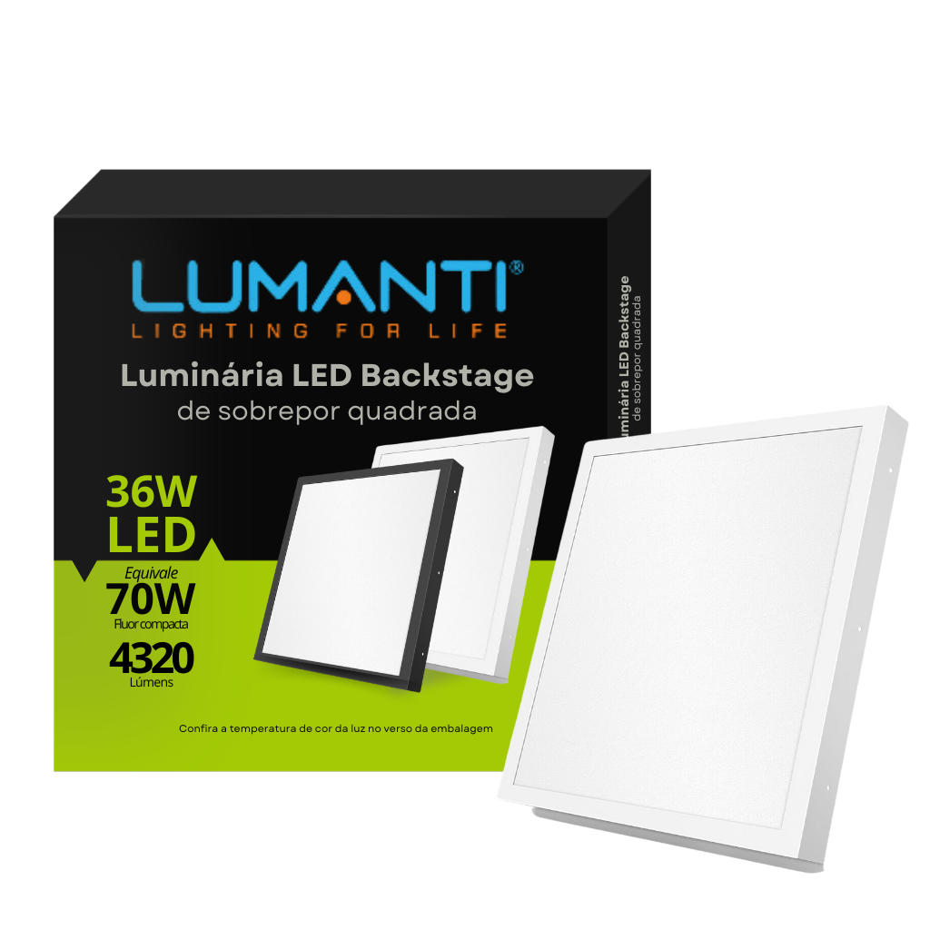 Luminária Led Sobrepor Quadrada 36w Branca - Lumanti | MadeiraMadeira