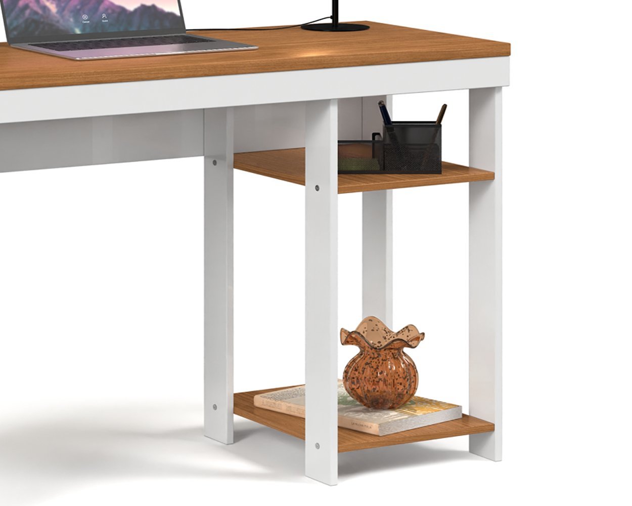 Escrivaninha Mesa Escritório Trabalho Notebook Estudo Beta Moveis House Branco/Nature ...