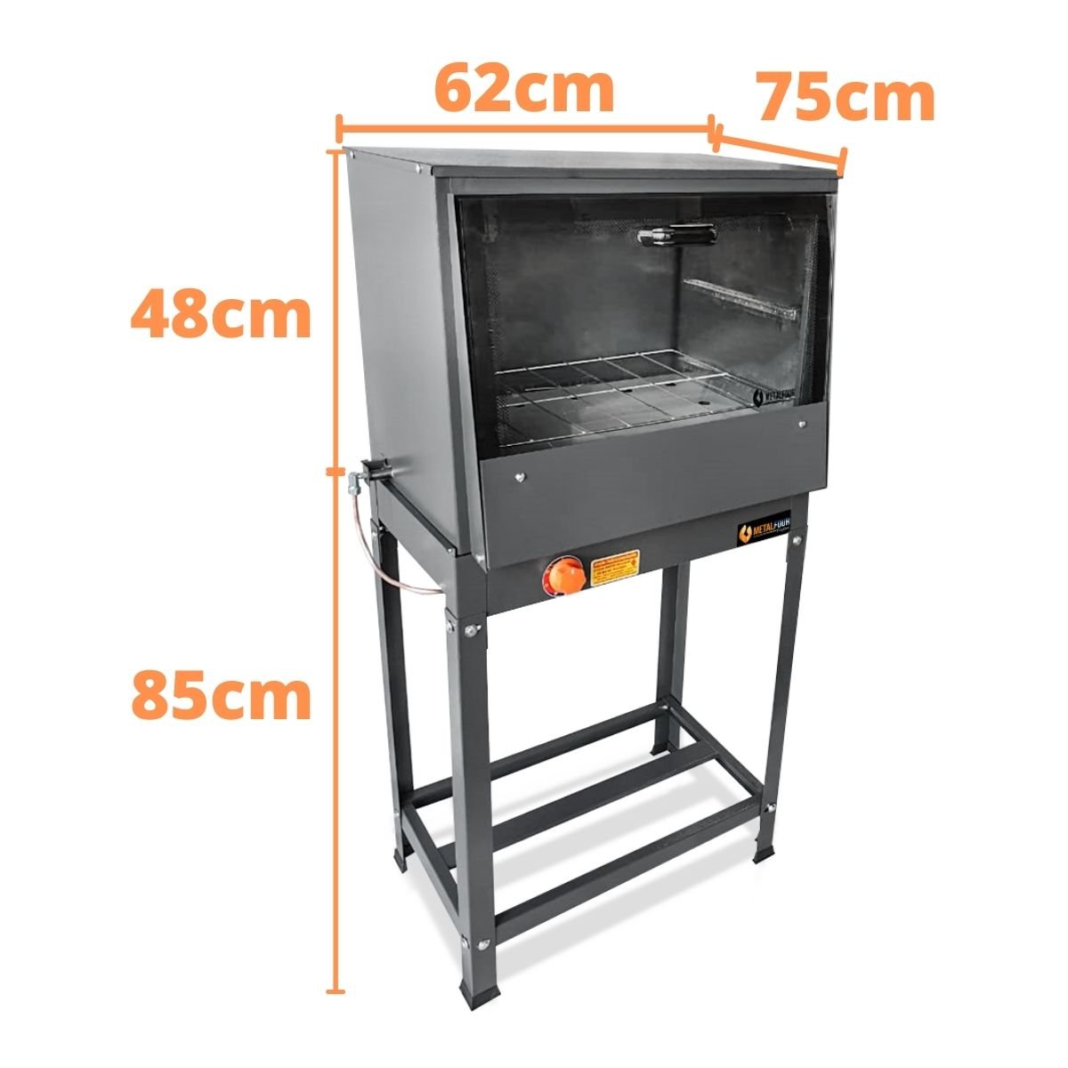 Forno Industrial à Gás com Cavalete Baixa Pressão Tampa de Vidro 126L MetalFour | MadeiraMadeira