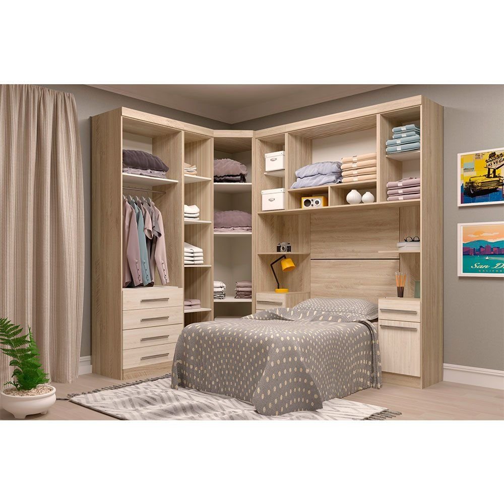 Guarda Roupa Modulado de Canto Solteiro 10 Portas 6 Gavetas Master ...