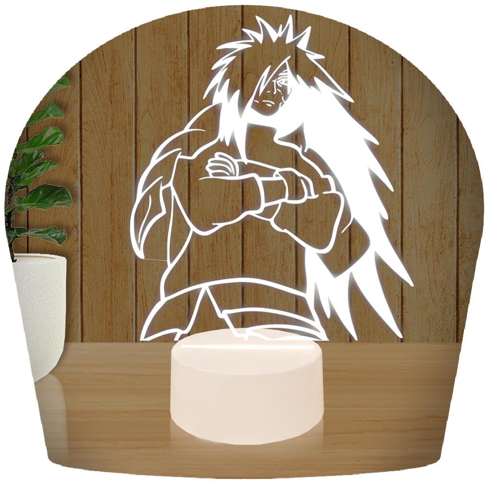 Luminária Led 3d Madara Uchiha Naruto - Base Branca | MadeiraMadeira