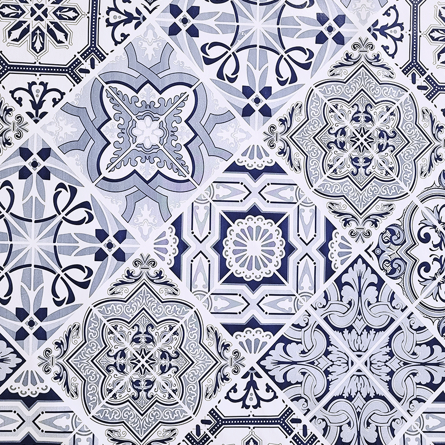 Toalha Mesa Plástica Térmica Azulejo Azul 10 12 lugares 3,00 ...