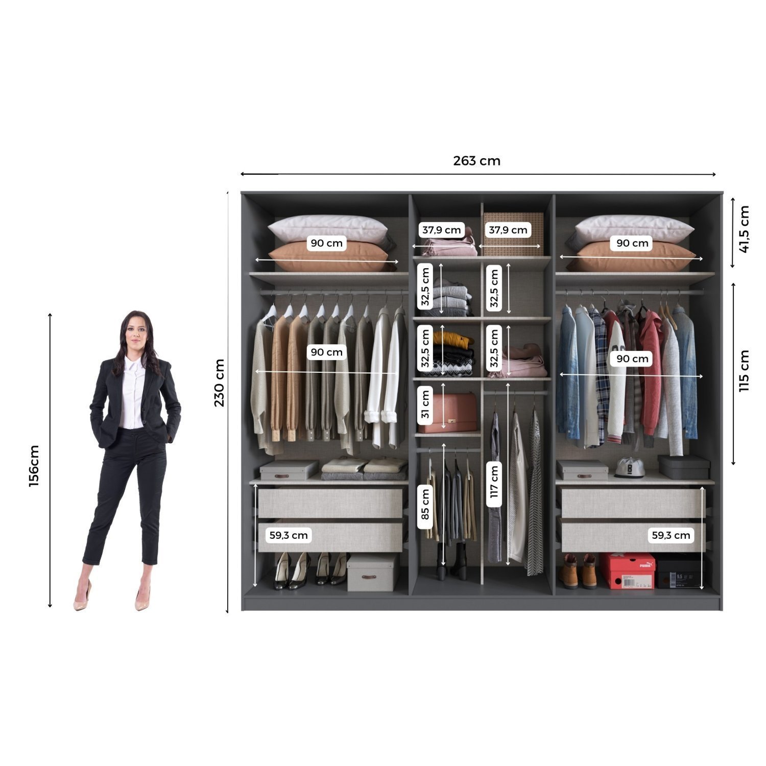 Guarda Roupa Casal 6 Portas 4 Gavetas Ares | MadeiraMadeira