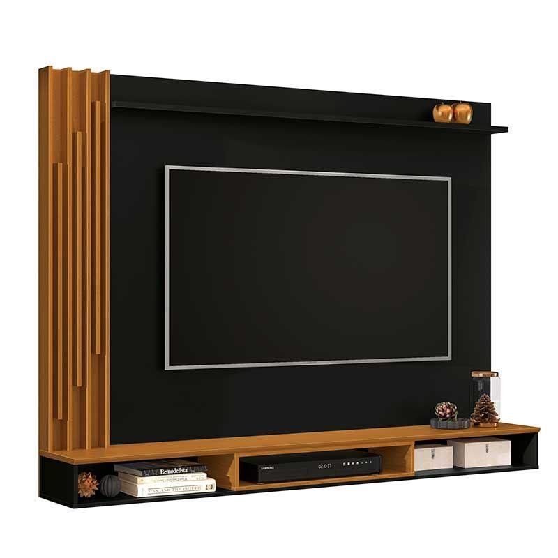 Painel Para TV 55 Polegadas Ripado 180cm Aston EDN Preto/Cedro ...