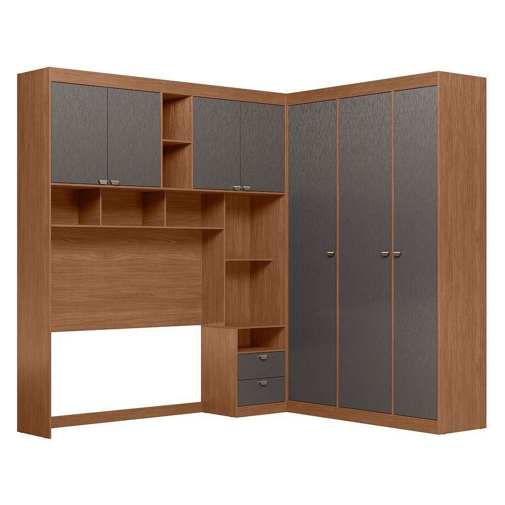 Guarda Roupas de Canto com 7 Portas e 4 Gavetas e Cabeceira Lugano ...