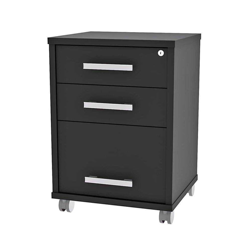 Arquivo para Pasta Suspensa 3 Gavetas Dallas Preto | MadeiraMadeira