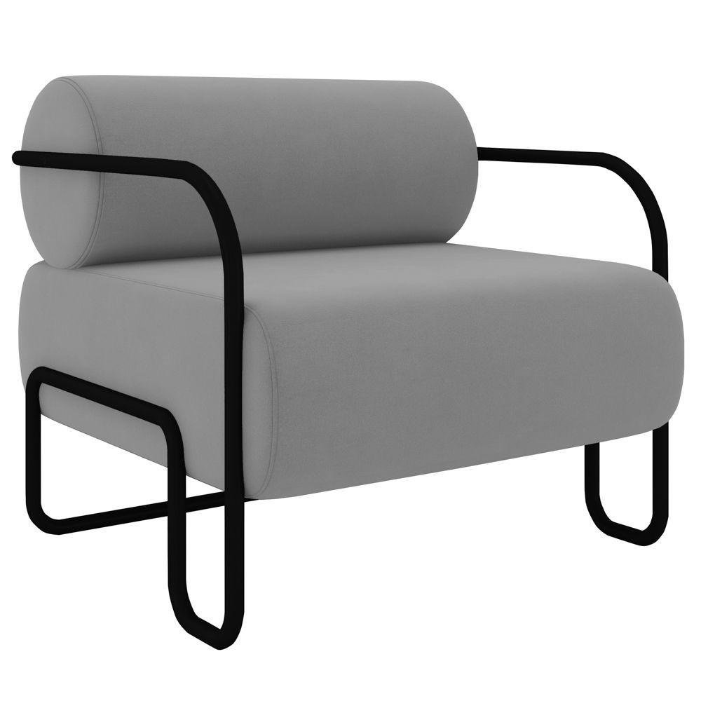 Poltrona Decorativa para Sala Industrial Kira K04 Veludo Cinza ...