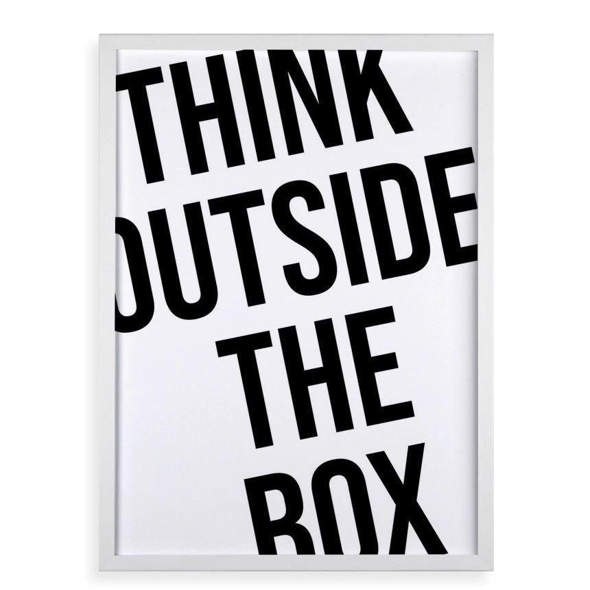 Quadro Think Outside The Box 24x18cm - com Vidro:moldura Branca ...