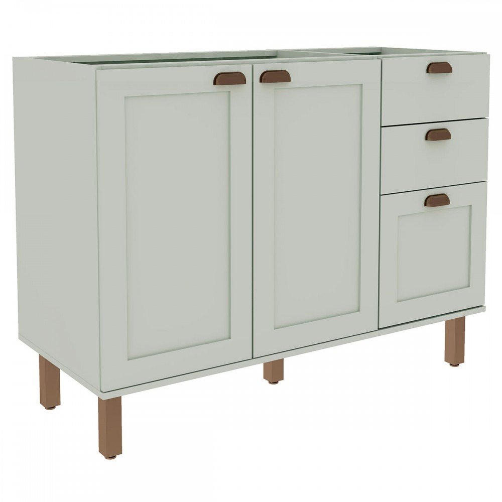 Balcão de Cozinha 2 Portas 3 Gavetas Verde Mint 1532 - Genialflex ...