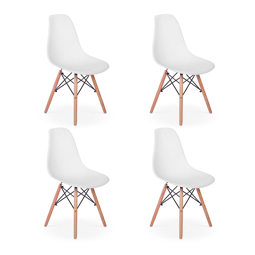 Kit 4 Cadeiras Charles Eames Eiffel Dkr Wood Design Branca | MadeiraMadeira