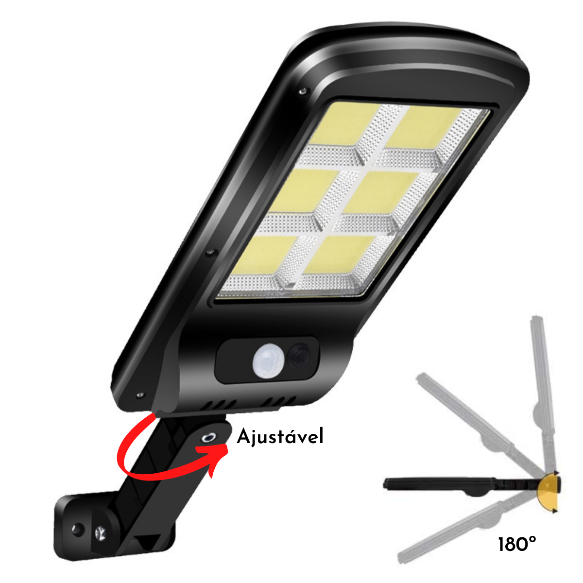 2 Luminárias Refletor Solar Cob Led Para Poste E Parede Com Sensor De ...