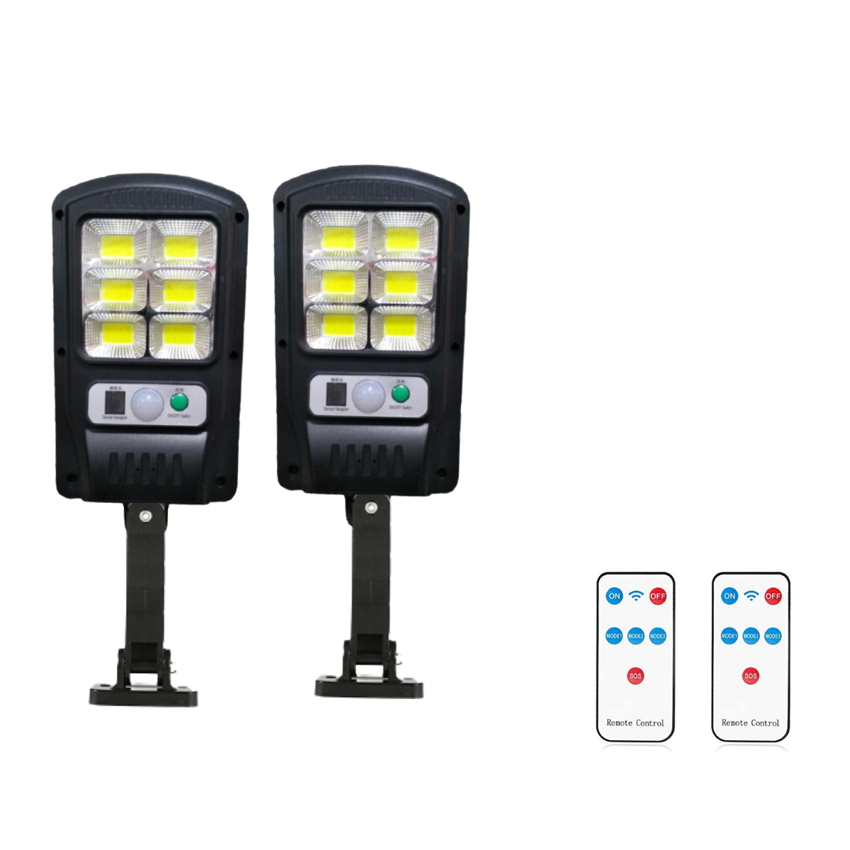 2 Luminárias Refletor Solar Cob Led Para Poste E Parede Com Sensor De ...