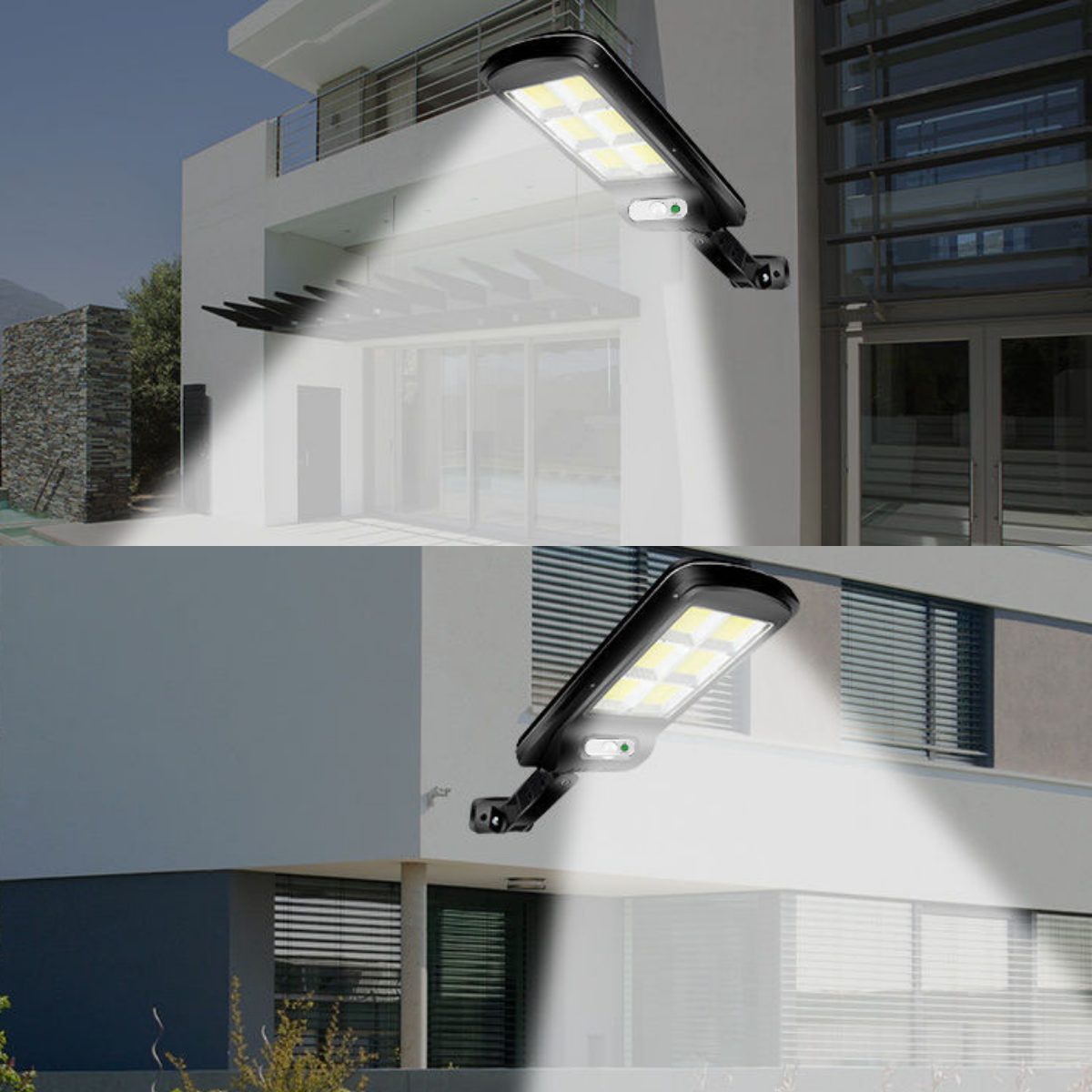 2 Luminárias Refletor Solar Cob Led Para Poste E Parede Com Sensor De ...