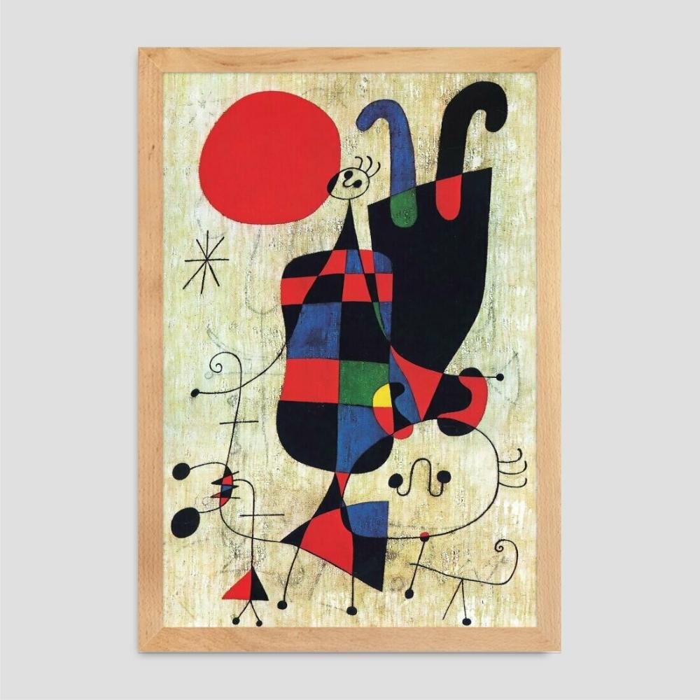 Quadro Joan Miró Viii Vinil Moldura Bege 63X42Cm | MadeiraMadeira