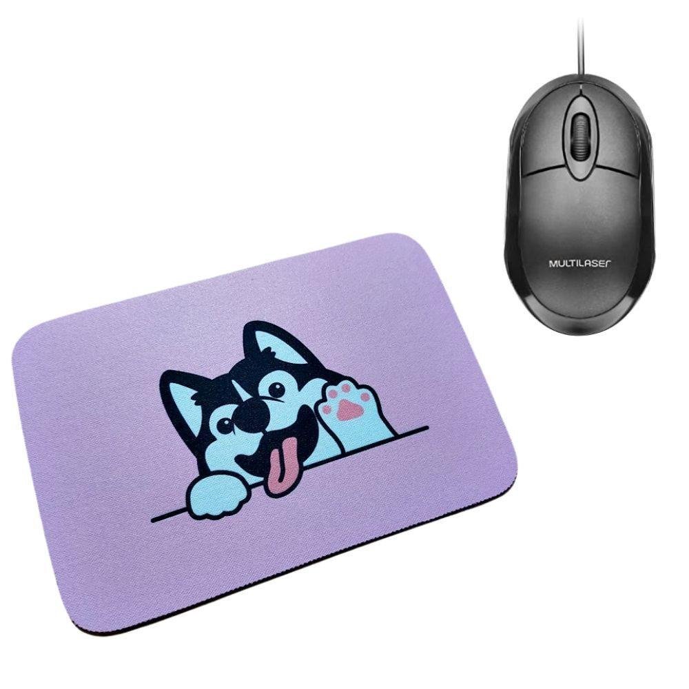 Combo Mouse Multilaser Preto Mo300 + Mouse Dog Face | MadeiraMadeira