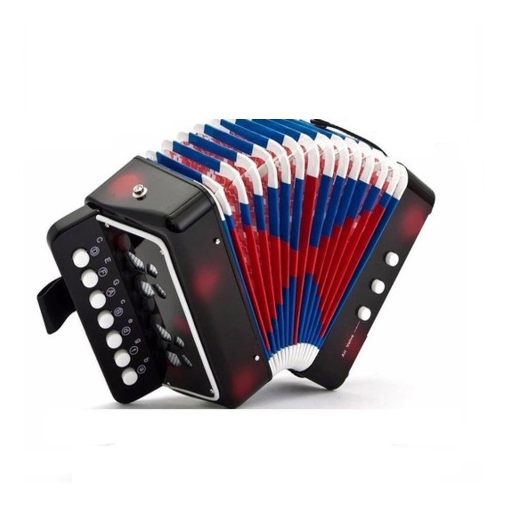 MINI SANFONA ACORDEON INFANTIL BRINQUEDO EDUCATIVO 3 BAIXOS PRETO ...