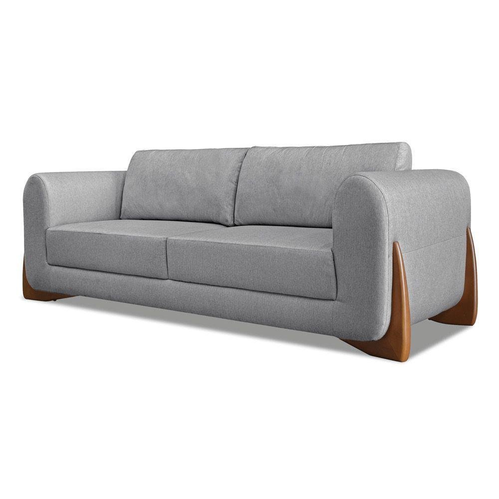 Sofá 2 Lugares Base de Madeira Clarissa 160 Cm Linho Cinza S04 - D ...