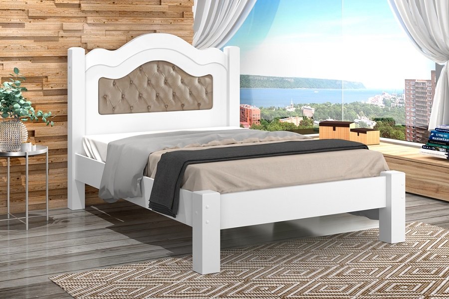 Cama de Casal Adulto estrado e pes reforçado Ligia Luke Móveis - Branco ...