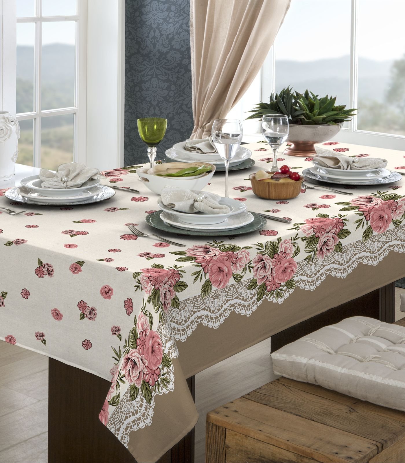 Toalha De Mesa Bella Mesa 1.40m x 2.40m Raner Marrom UN | MadeiraMadeira
