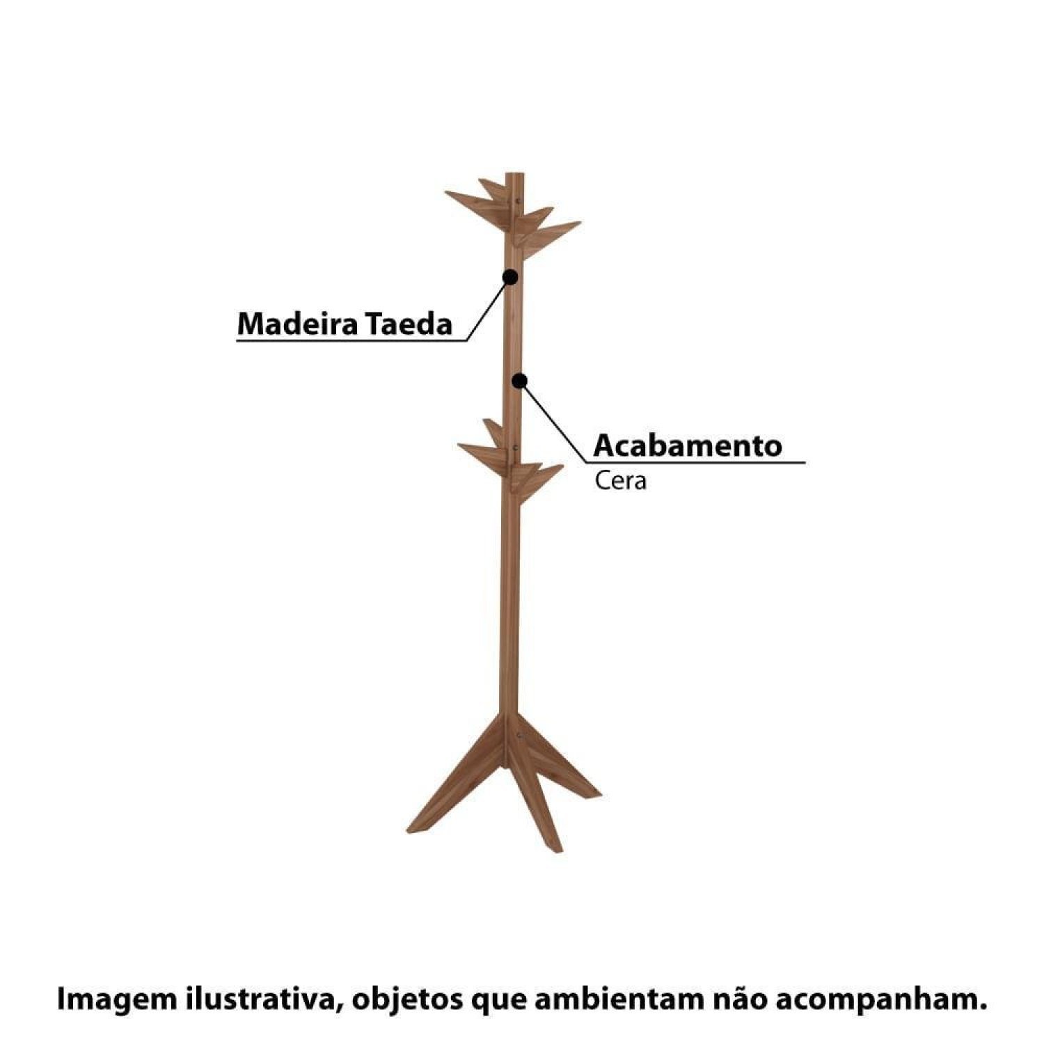 Cabideiro Versátil em Madeira Taeda Casatema | MadeiraMadeira