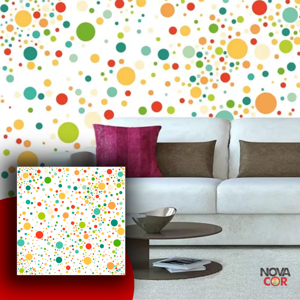 Papel de Parede Infantil Bolinhas Coloridas Decorativo Autocolante ...
