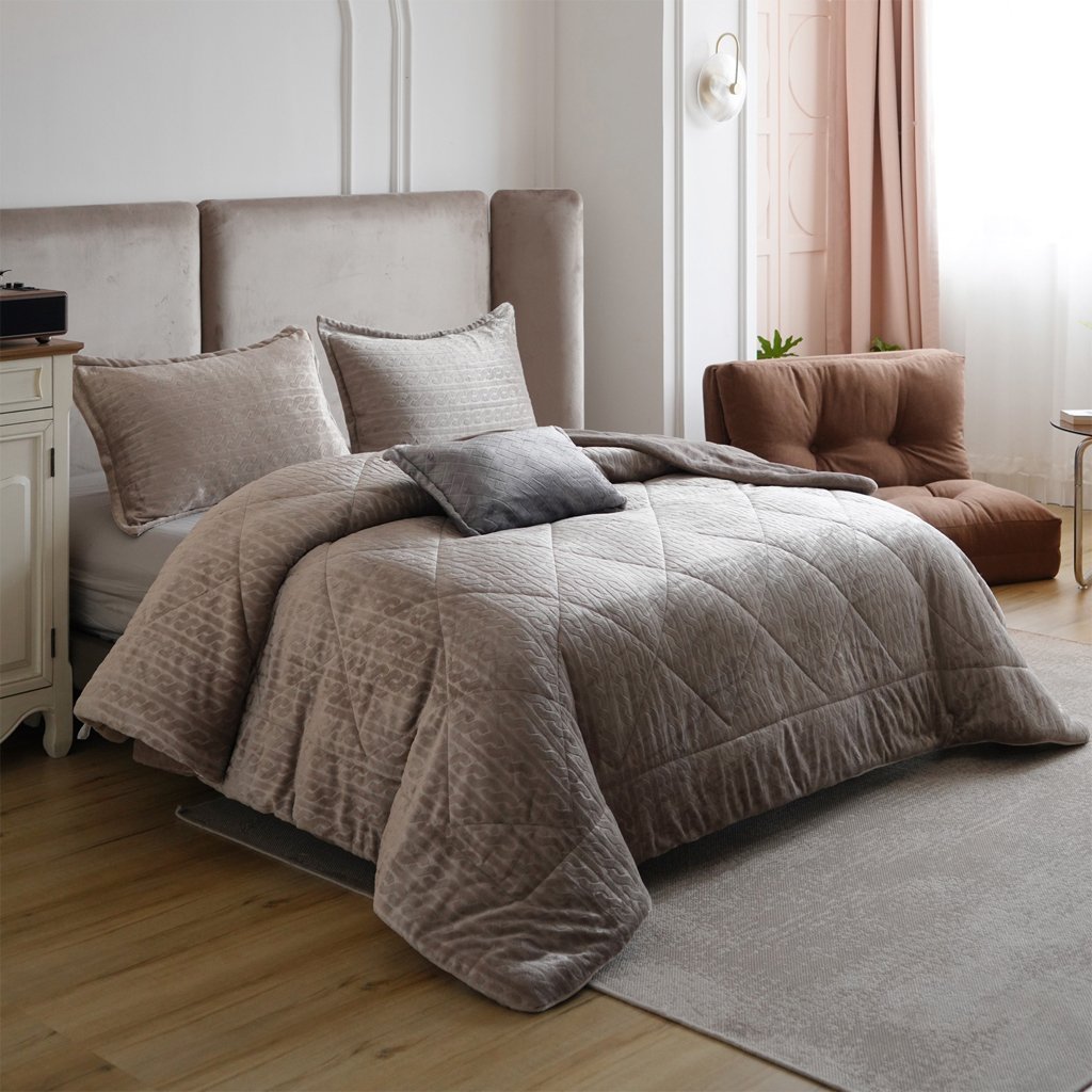 Kit Colcha Queen Plush Slim Dupla Face Toque Flannel | MadeiraMadeira