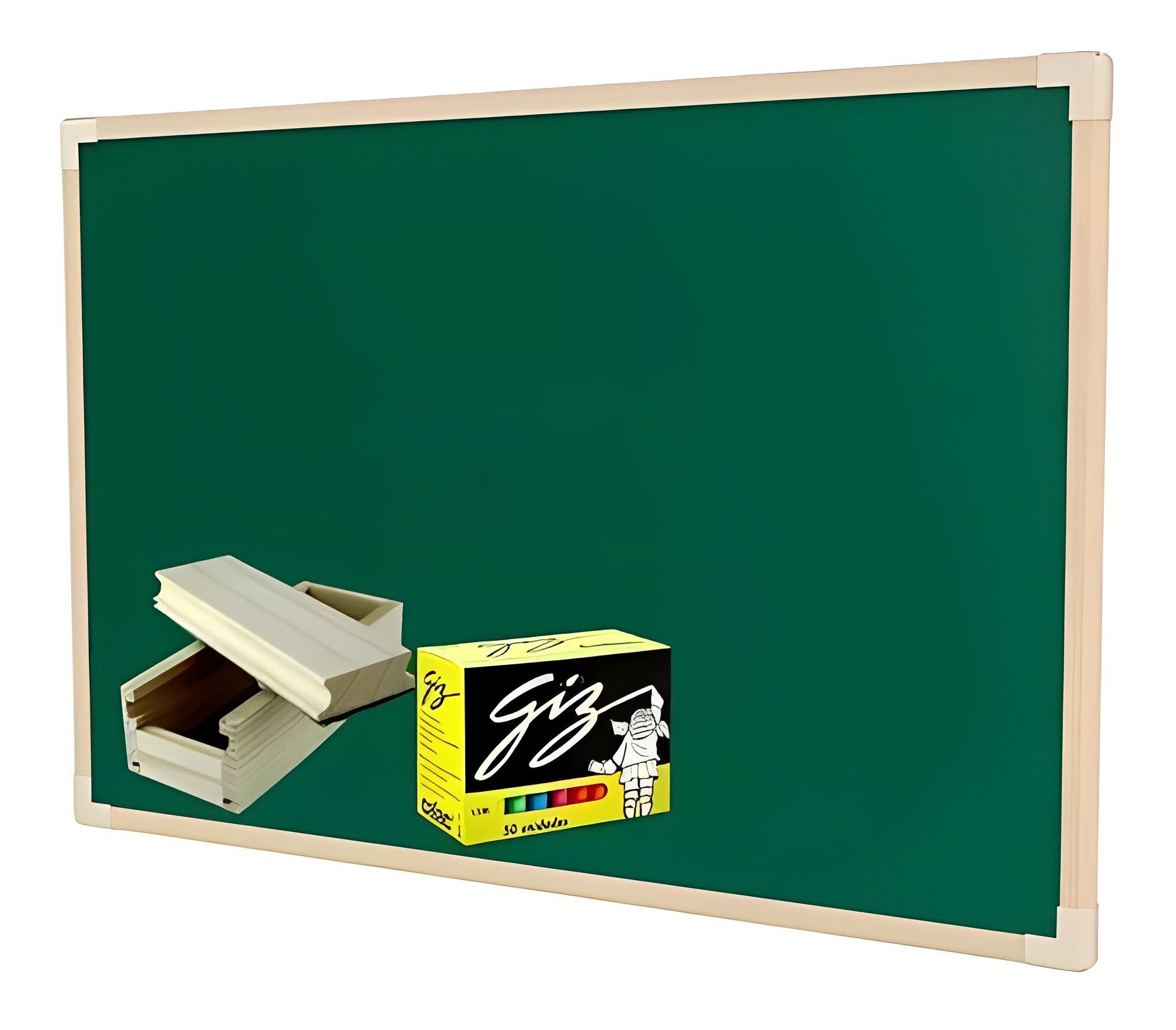 Lousa Quadro Verde Escolar 60x40 + Giz + Apagador Porta Giz - Verde ...