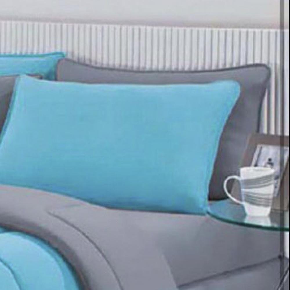 Edredom Dupla Face King Size Azul Turquesa com Cinza | MadeiraMadeira
